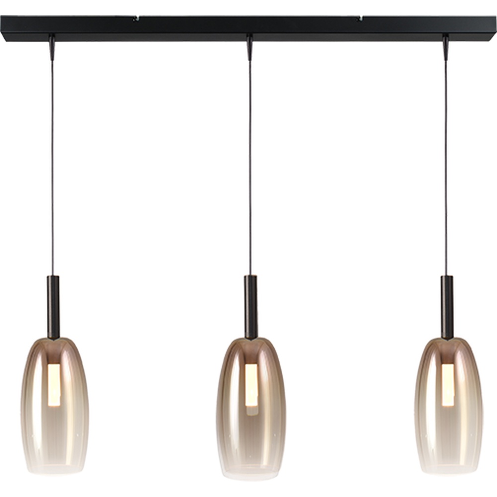Lampe pendante 3L Ø 11,5cm Lido Olive avec du verre doré qui s’estompe ...