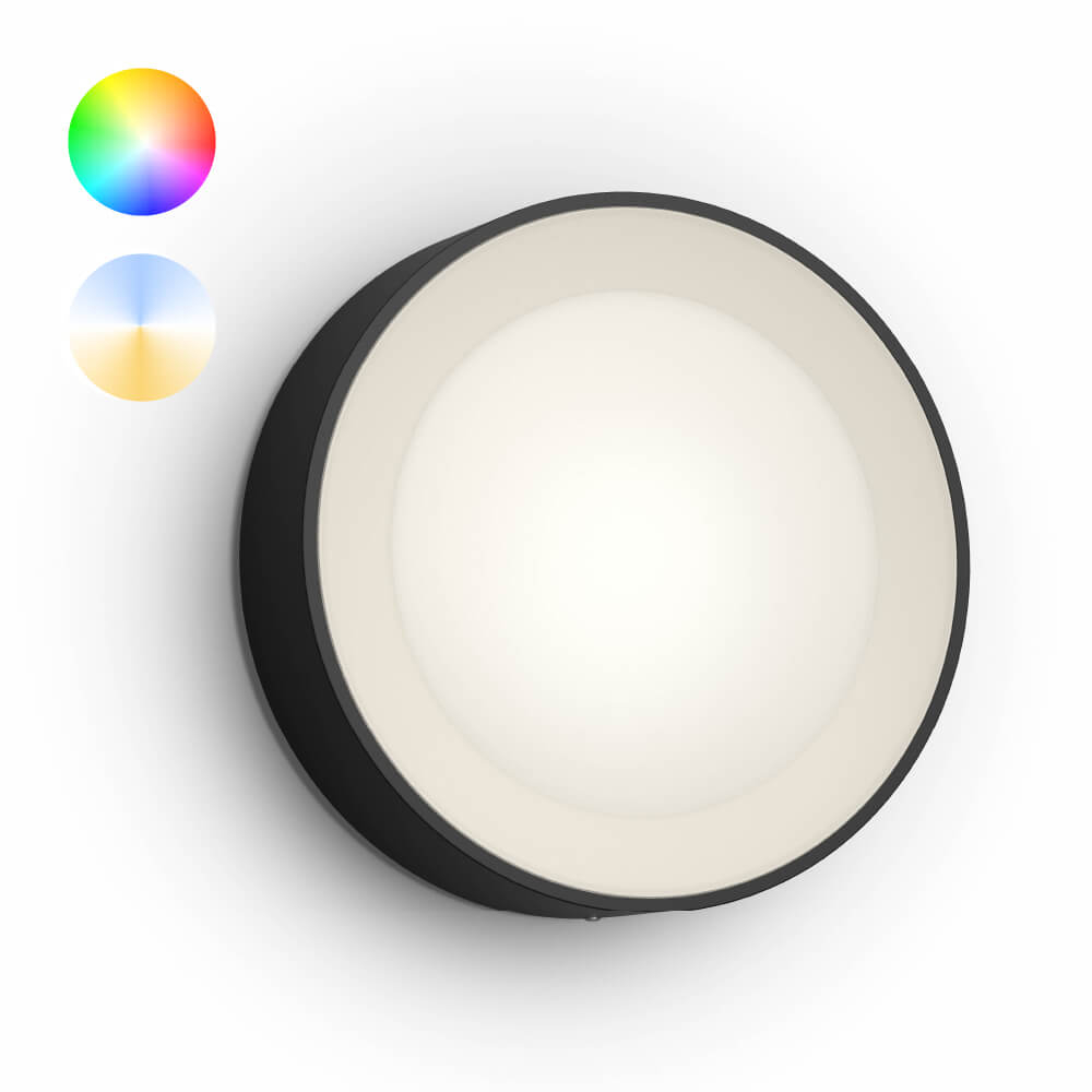 Lampe d'extérieur ronde Hue Daylo noir par Philips acheter ...